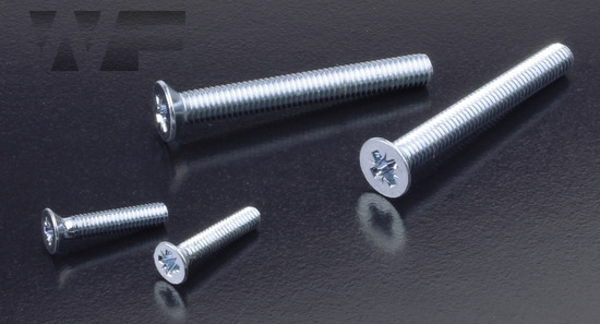 Bright Zinc Plated (BZP) Steel M3 Pozi Csk Machine Screws ISO 7046 part ...